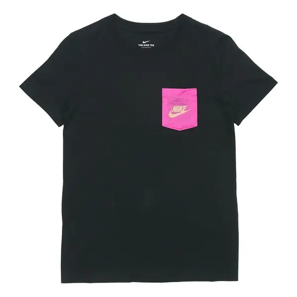 Nike As W Nsw Tee Short Sleeve With Contrasting Logo Pocket - Black