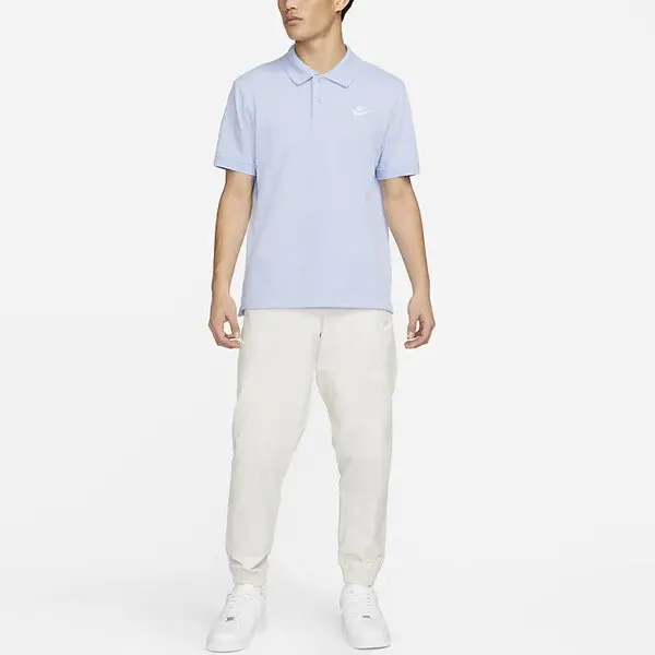 Nike Solid Color Lapel Short Sleeve Light Sea Blue Polo Shirt - Multi-color