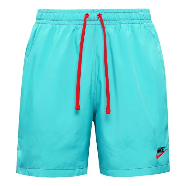 Nike Logo Embroidered Training Sports Woven Shorts - Blue