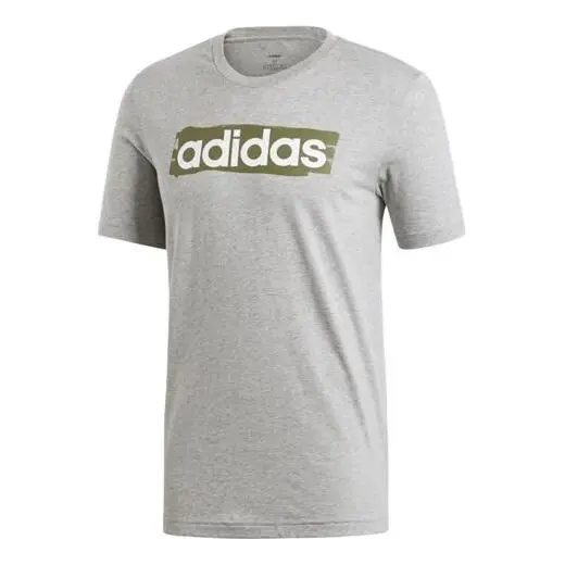 Adidas Alphabet Logo Printing Sports Short Sleeve Gray - Grey