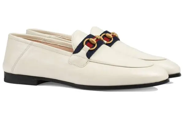 Gucci Horsebit Web Leather Loafers - White