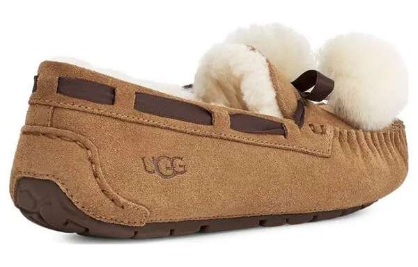 UGG Dakota Moccasin Slippers With Pom Detail - Brown/tan