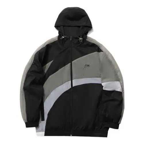 LI-NING Logo Sports Windbreaker - Black/grey