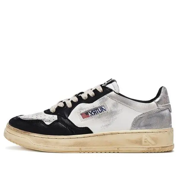 AUTRY Medalist Super Vintage Leather Low Sneakers - White/black/silver