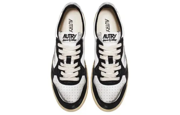 AUTRY Medalist Super Vintage Leather Low Sneakers - White/black/silver