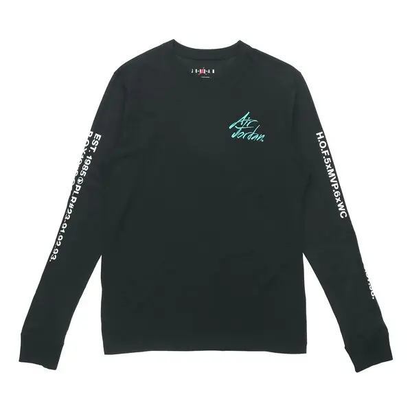 JORDAN Embroidered Alphabet Printing Casual Sports Round Neck Long Sleeves - Black