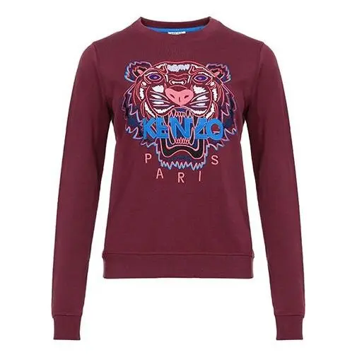 Kenzo Tiger Head Pattern Long Sleeves Pullover Hoodie - Red