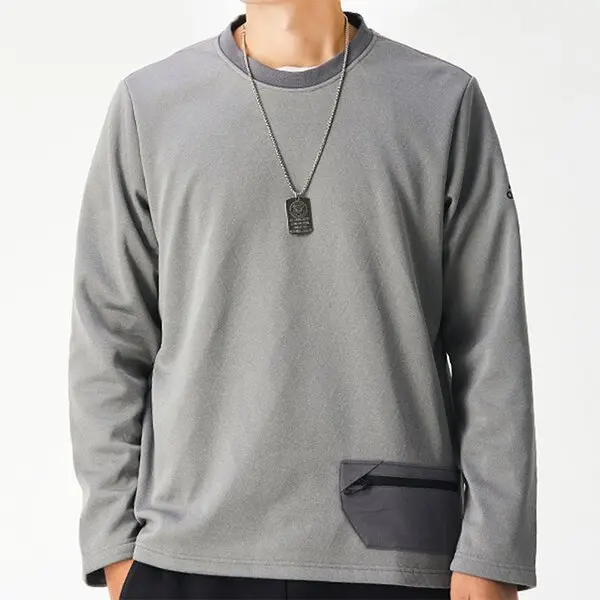 Adidas Fleece Lined Long Sleeve Crewneck With Zippered Pocket