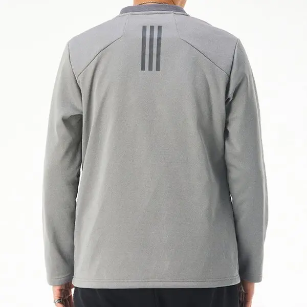 Adidas Fleece Lined Long Sleeve Crewneck With Zippered Pocket