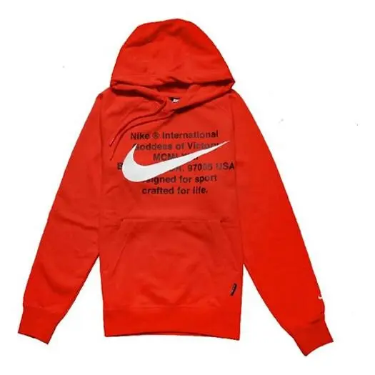 Nike Pullover Hoodie With Large Swoosh Graphic - Orangered