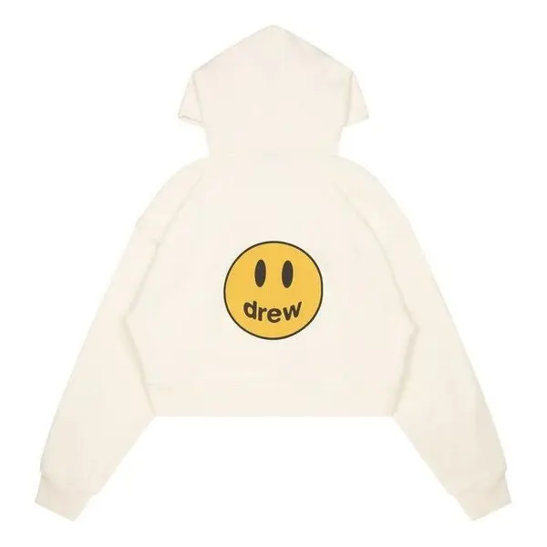 Drew House Cropped Zip Up Hoodie - White