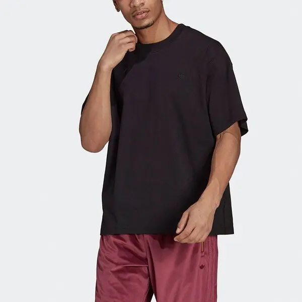 Adidas Originals Solid Color Loose Sports Short Sleeve - Black