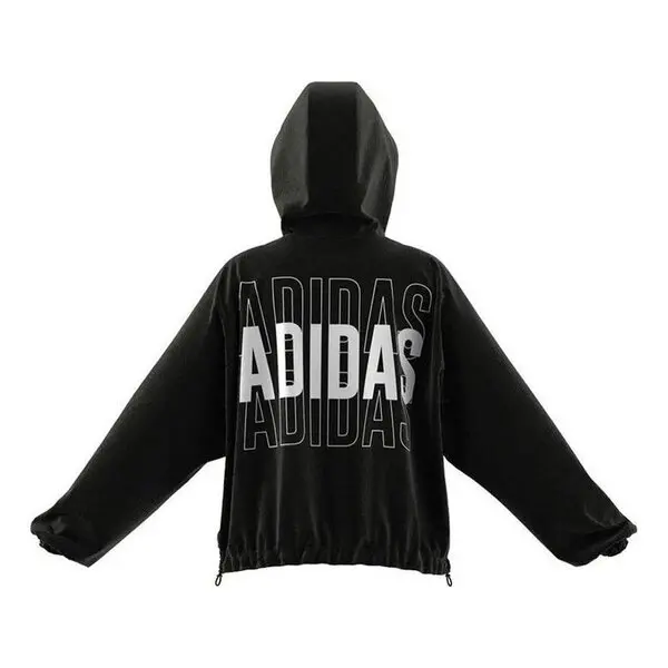 Adidas Essentials Repeat Logo Loose-fit Windbreaker - Black/white