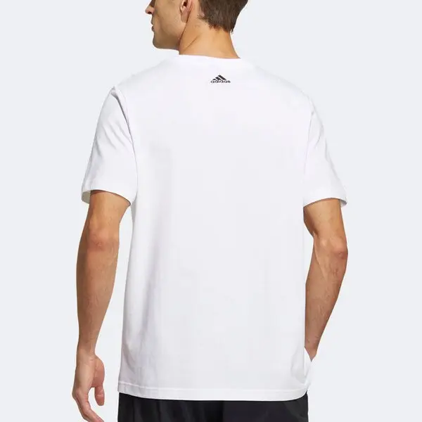 Adidas Large Logo Printing Sports Short Sleeve White - Multi-color
