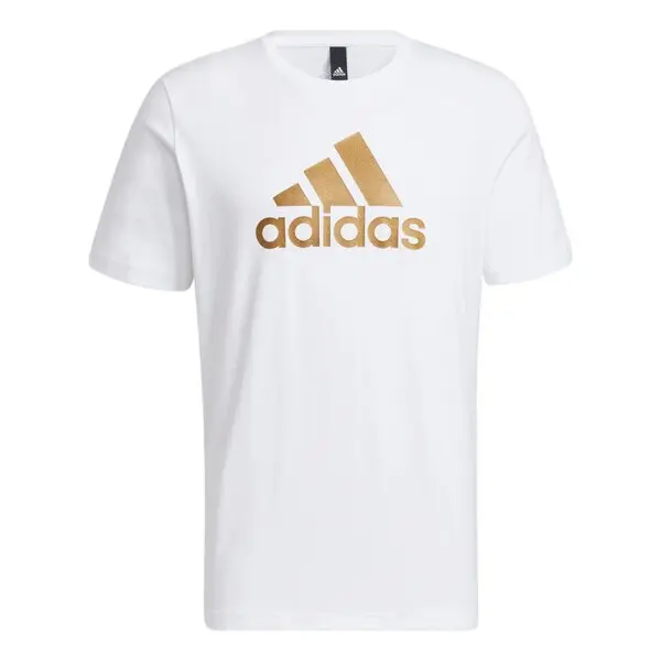Adidas Large Logo Printing Sports Short Sleeve White - Multi-color