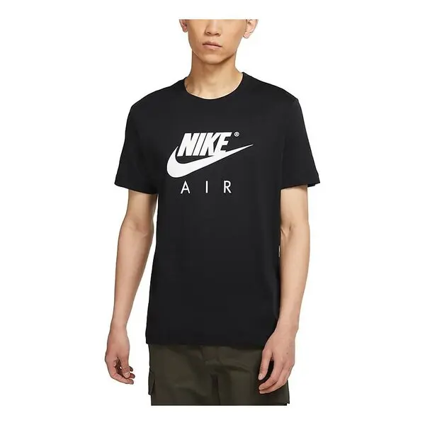 Nike Large Logo Printing Sports Round Neck Short Sleeve T-shirt - Black