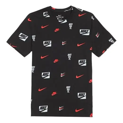 Nike All-over Logo Short Sleeve T-shirt - Black