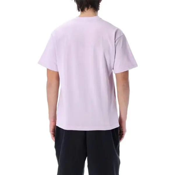 Nike Solid Color Cotton Embroidered Logo Round Neck Short Sleeve Purple T-shirt - Multi-color