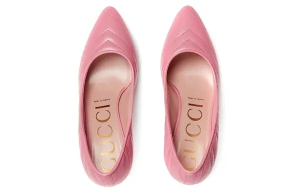 Gucci Nappa Matelassé Marmont Mid Heel Pumps