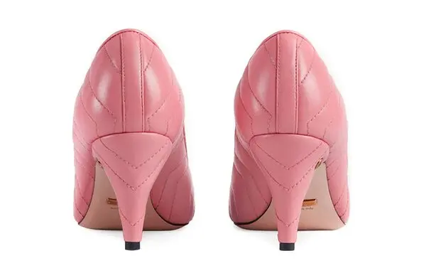 Gucci Nappa Matelassé Marmont Mid Heel Pumps