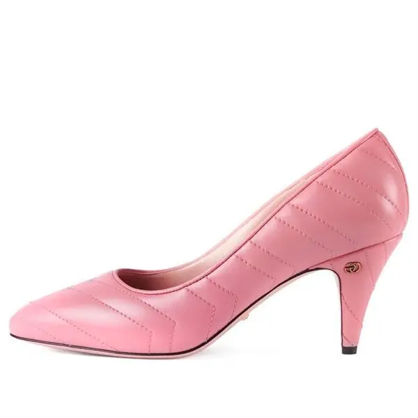 Gucci Nappa Matelassé Marmont Mid Heel Pumps - Pink