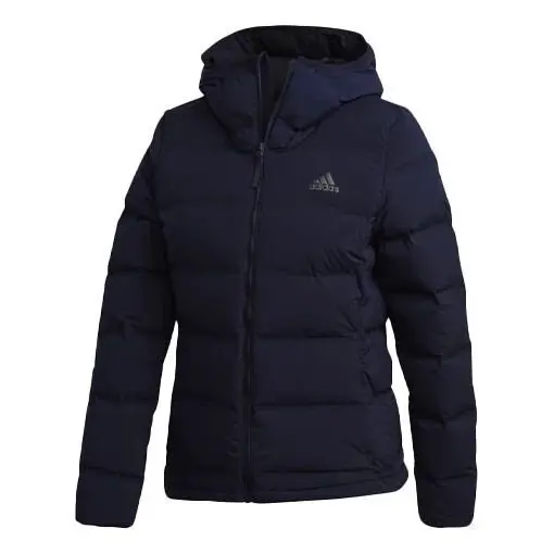 Adidas Helionic Relaxed Fit Down Hooded Jacket - Navy Blue