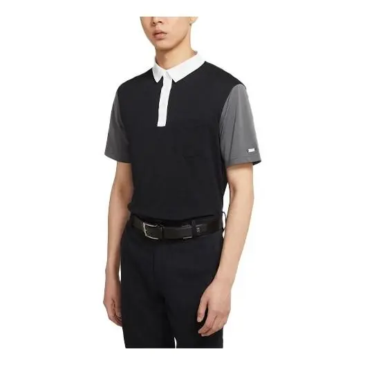 Nike Dri-fit Player Contrasting Colors Golf Sports Short Sleeve Polo Shirt Black - Multi-color