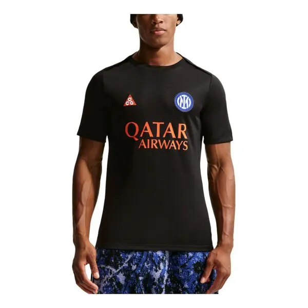 Nike X Dri-fit Pre-match Soccer Jersey Inter Milan Football Club - Black/safety Orange
