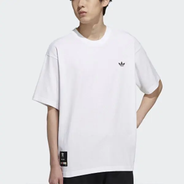 Adidas Originals Athleisure Casual Sports Back Printing Round Neck Short Sleeve - White