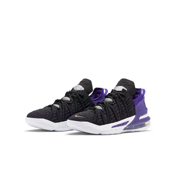 Nike Lebron 18 Lakers Athletic High Top Sneakers - Black