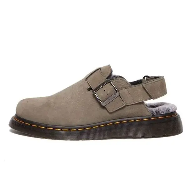 Dr. Martens Jorge Ii Faux Fur Lined Nubuck Slingback Mules - Grey