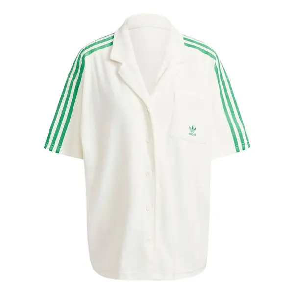 Adidas Originals Resort Shirt Asia Sizing 'white Green - White/green