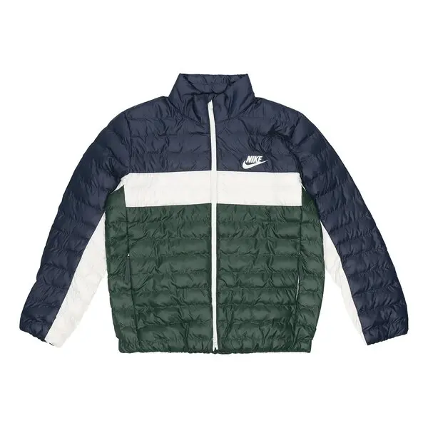 Nike Colorblock Stand Collar Puffer Jacket - Bluegreenmulti-color