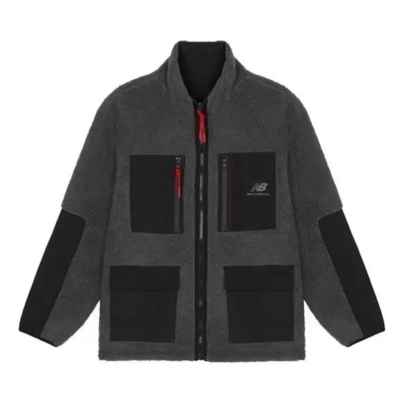 NEW BALANCE Lamb's Wool Reversible Stand Collar Jacket - Black