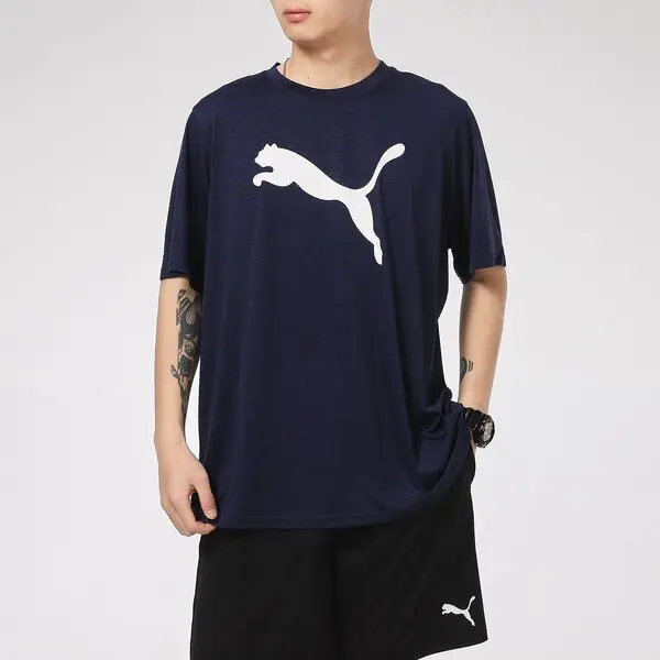 PUMA Train Favorite Heather T-shirt 'navy - Navy/white
