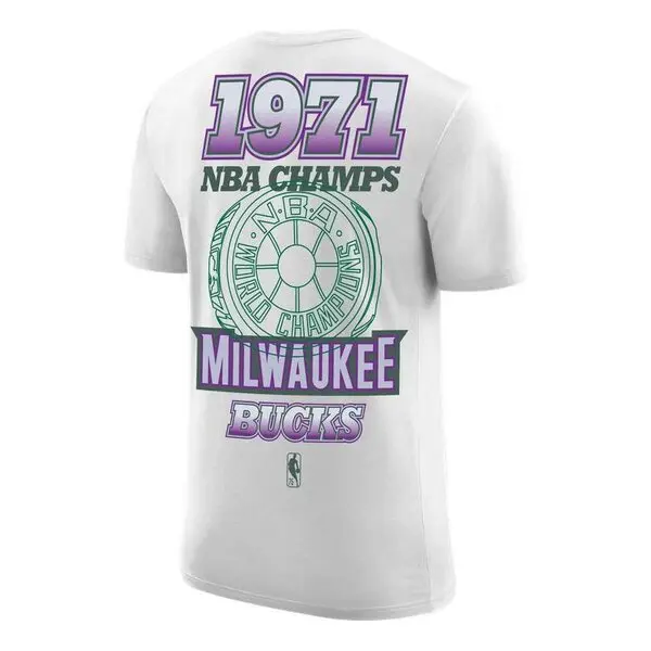 Nike Nba Milwaukee Bucks Casual Sports Back Alphabet Numeric Loose Short Sleeve White T-shirt - Multi-color