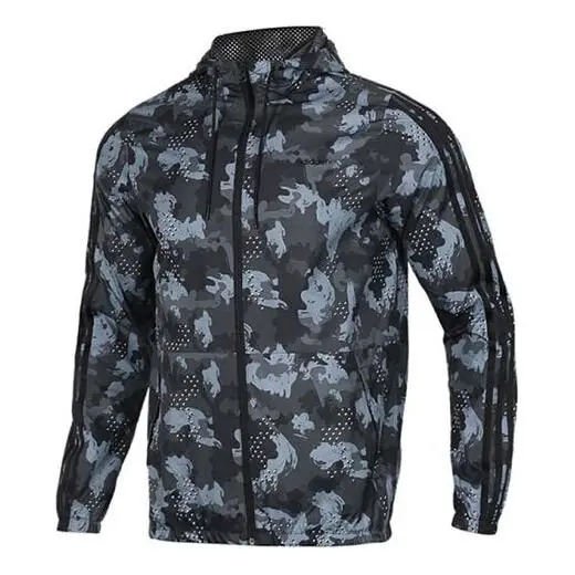 Adidas Camouflage Hooded Casual Jacket - Black