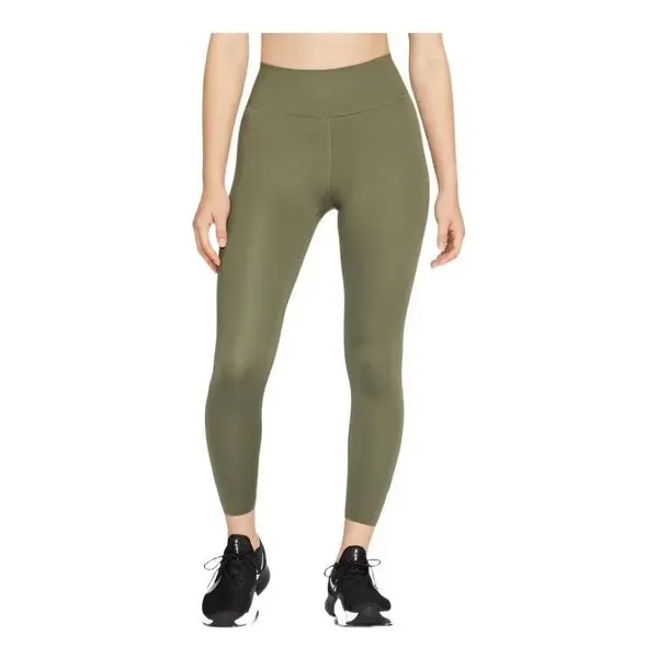 Nike Dri-fit Side Pattern Printing Sports Training Quick Dry Tight Gym Pants/trousers/joggers Olive Green - Default Color
