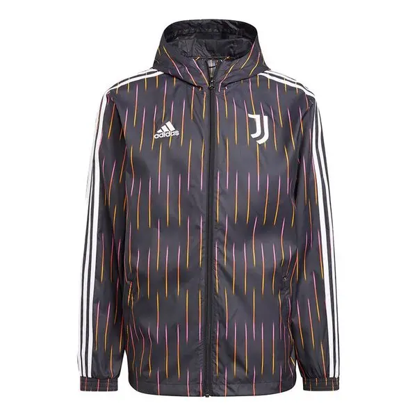 Adidas Juventus Training Sports Hooded Windbreaker Jacket - Black