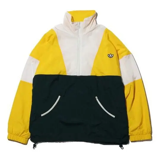 Adidas Colorblock Half Zip Track Jacket With Logo Detailing - Yellow