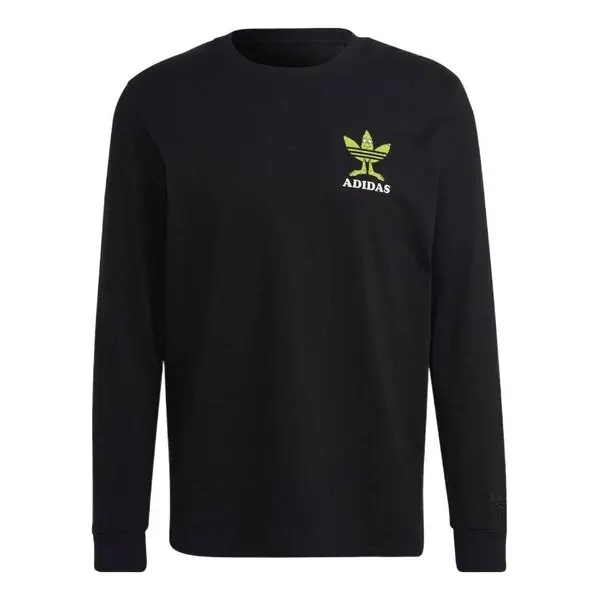 Adidas Alphabet Logo Printing Round Neck Pullover Long Sleeves Black T-shirt - Default Colorway