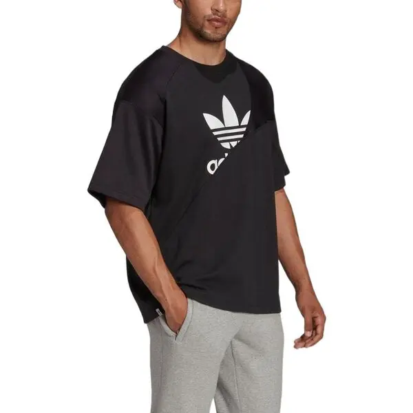 Adidas Originals Round Neck Pullover Logo Printing Short Sleeve Japanese Version Black T-shirt - Default Color
