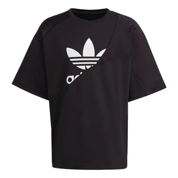 Adidas Originals Round Neck Pullover Logo Printing Short Sleeve Japanese Version Black T-shirt - Default Color