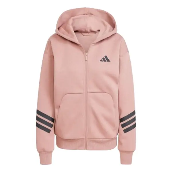 Adidas Future Icons 3-stripes Full-zip Hoodie Asia Sizing 'pink Black - Pink/black