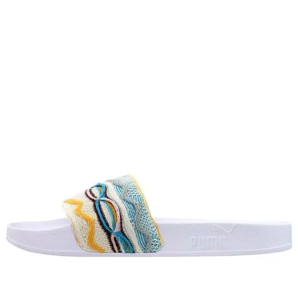 PUMA Leadcat Slides With Embroidered Detailing - White