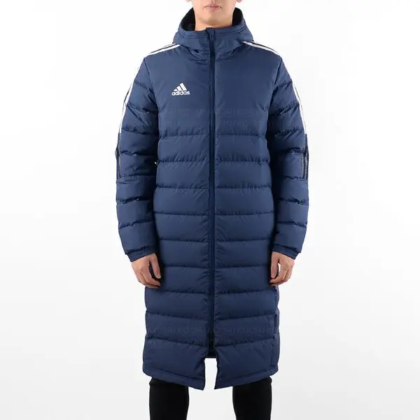 Adidas Hooded Down Parka With Stripes