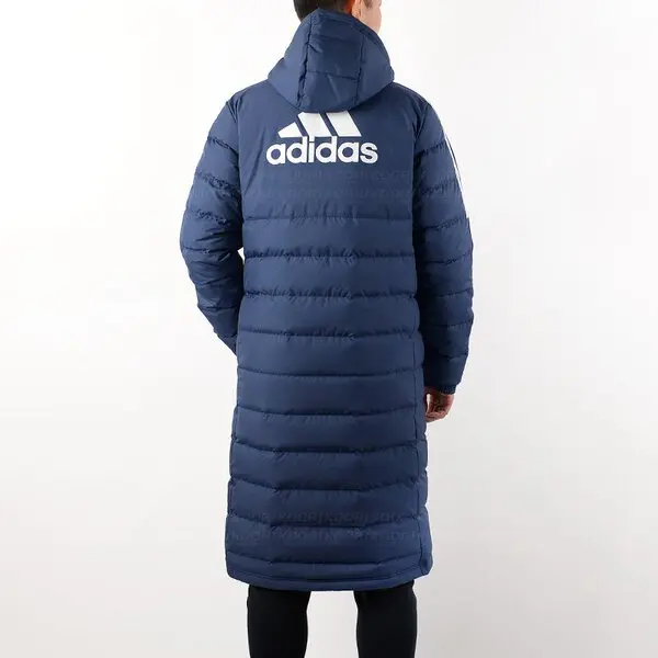Adidas Hooded Down Parka With Stripes