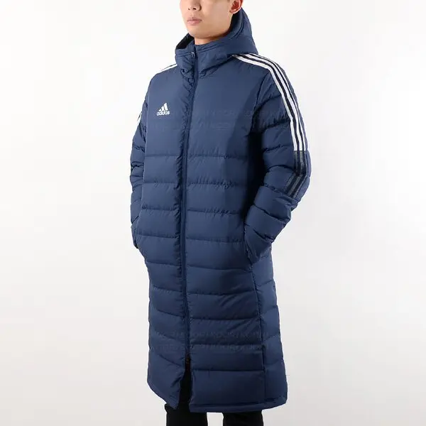 Adidas Hooded Down Parka With Stripes