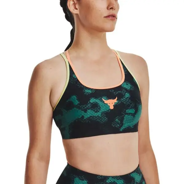 Under Armour Project Rock Crossback Sports Bra 'green Black