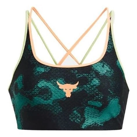 Under Armour Project Rock Crossback Sports Bra 'green Black - Green/black